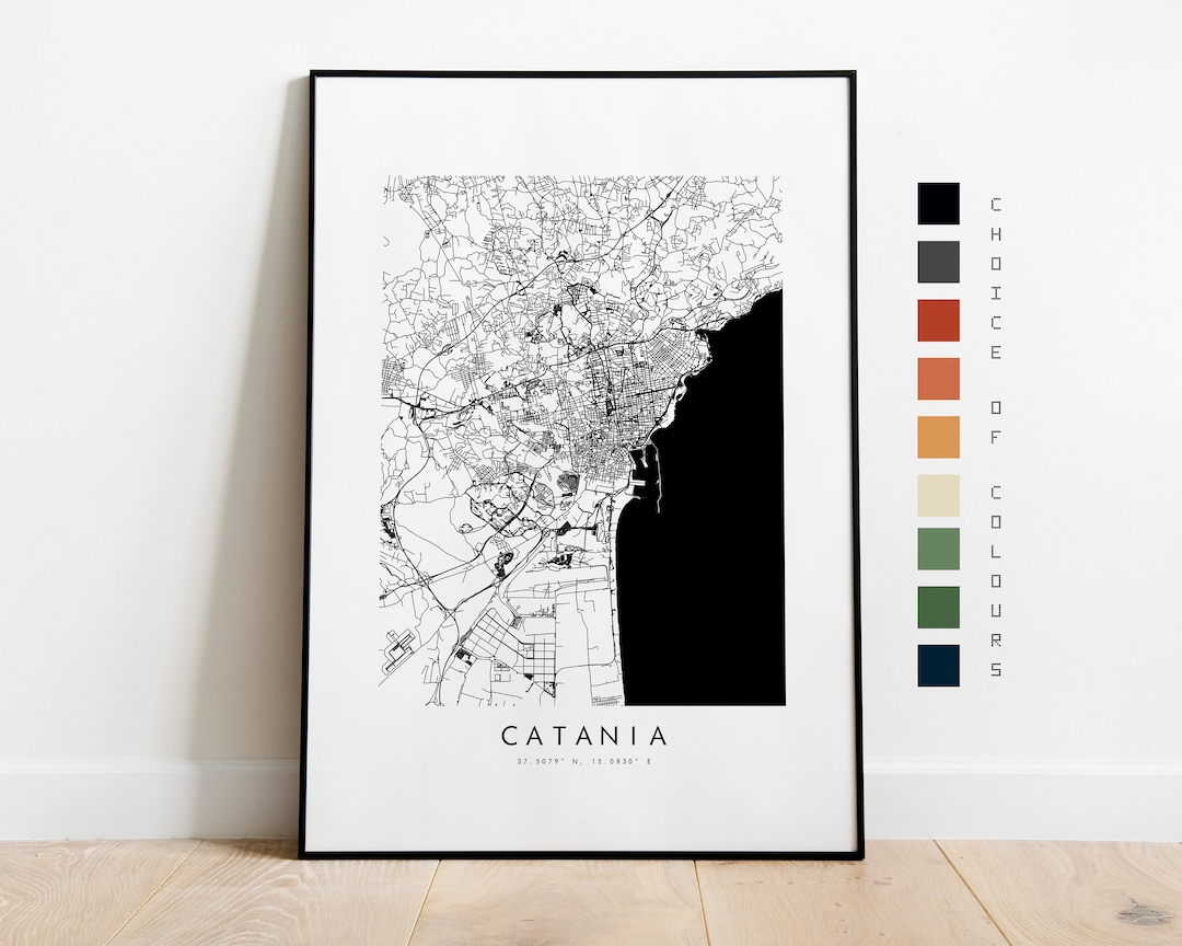 Catania Map Print City Map Poster Map Art Map Wall Art Italy City Map ...