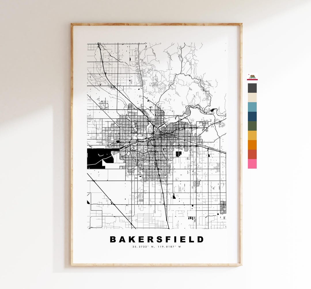 Bakersfield Map Print - City Map Poster - Map - USA City Maps ...