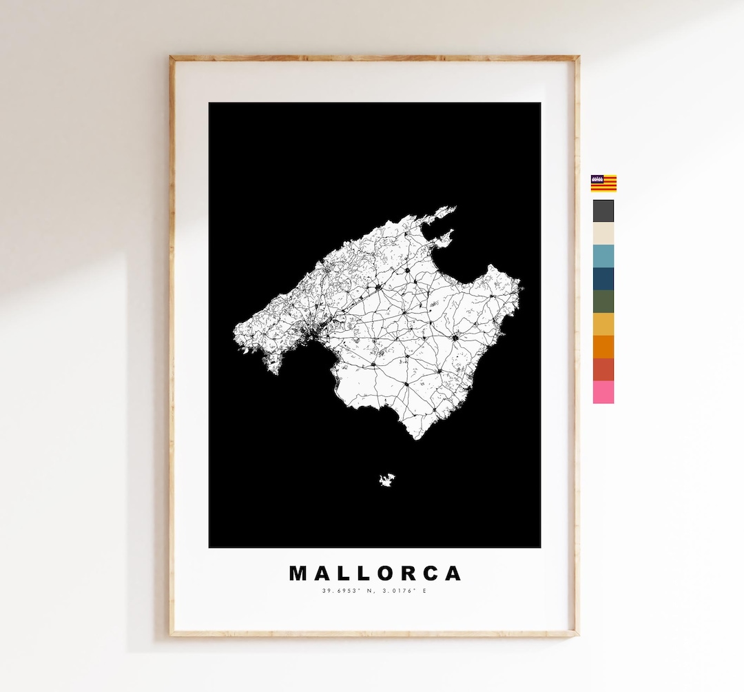 Mallorca Map Print - Map Poster - Map Art - Map Wall Art - Spain Maps ...