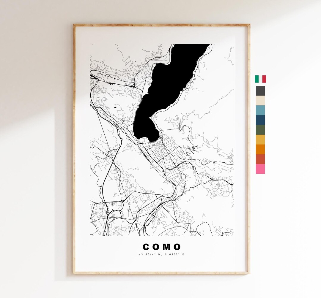 Como Map Print - City Map Poster - Map Art - Map Wall Art - Italy City ...