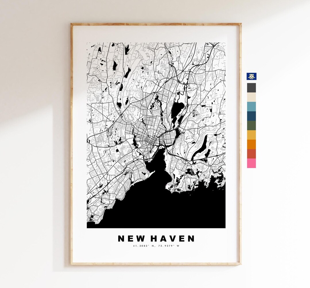 New Haven Map Print - City Map Poster - Map Art - USA City Maps - New ...