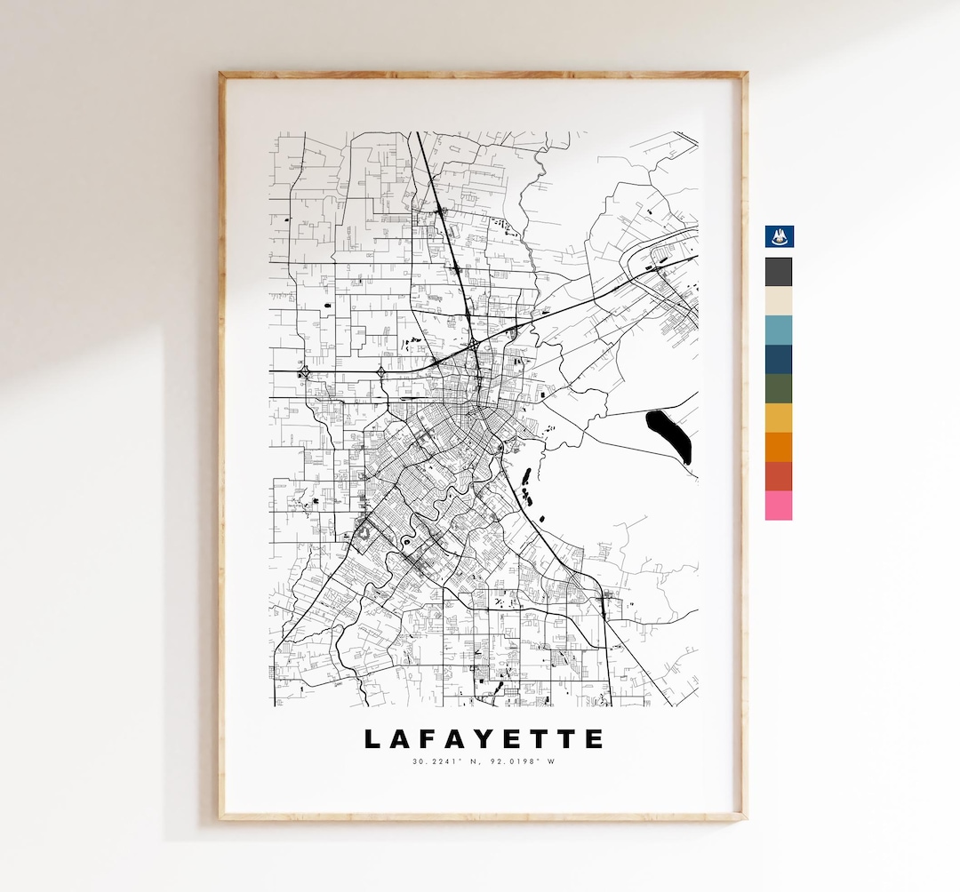 Lafayette Map Print (louisiana) - City Map Poster - Map Art - USA City ...