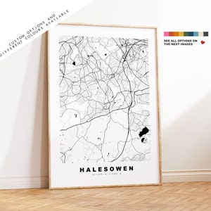 Halesowen Map Print - Minimalist City Map Poster - Map Art - UK ...