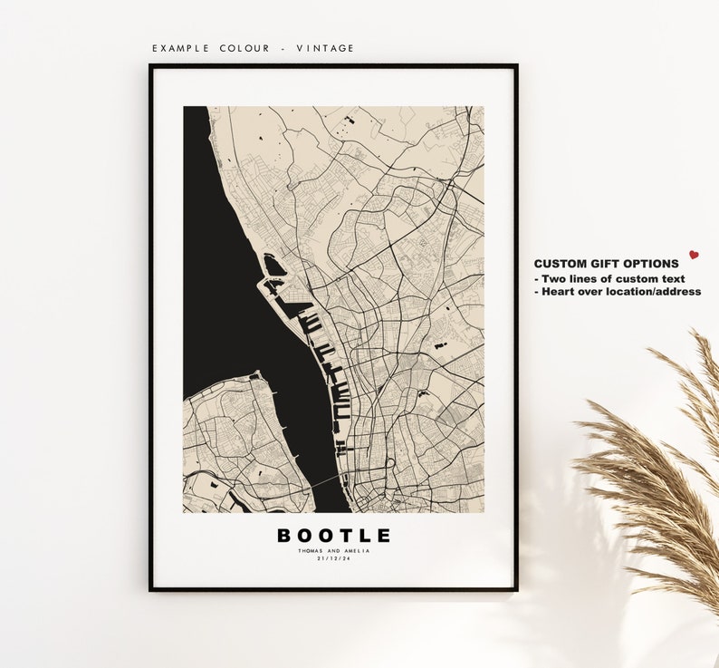 Bootle Map Print - Minimalist City Map Poster - Map Art - UK - Bootle ...