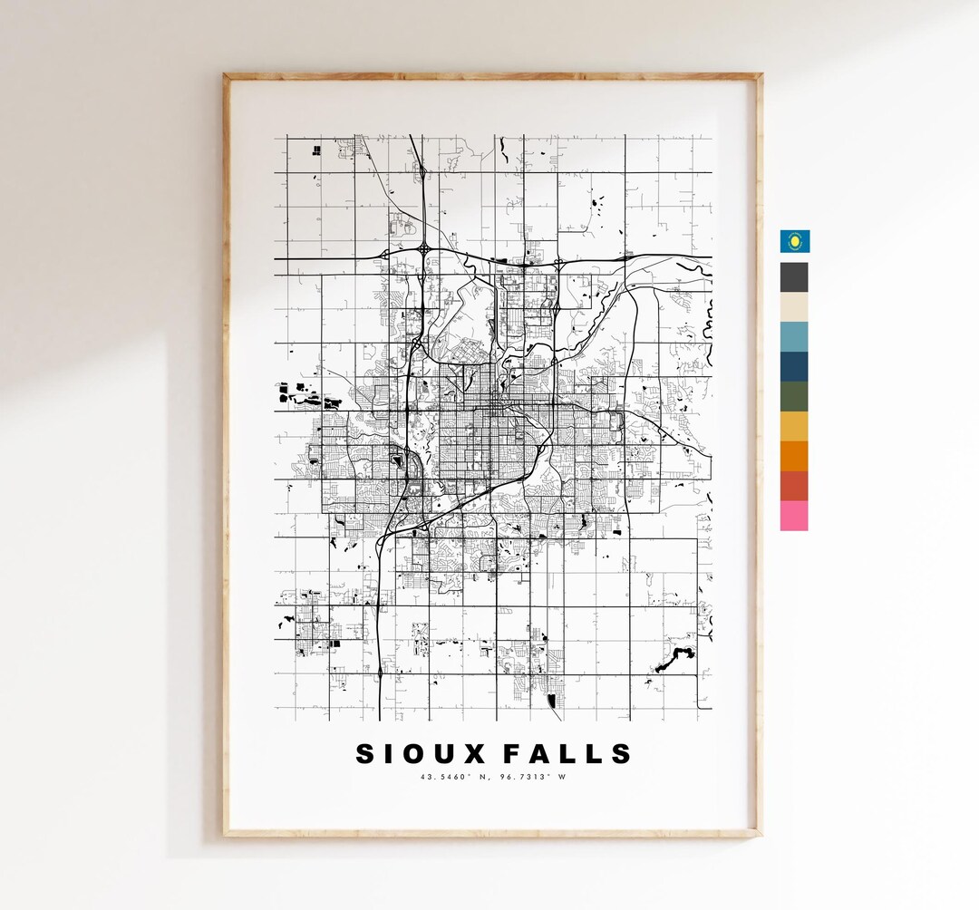 Sioux Falls Map Print - City Map Poster - Map Art - USA City Maps ...
