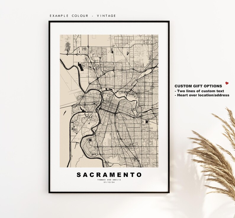 Sacramento Map Print - City Map Poster - Map Art - USA City Maps ...