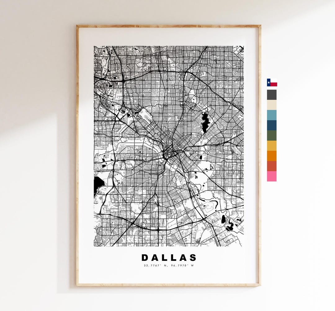 Dallas Map Print - City Map Poster - Map Art - USA City Maps - Dallas ...