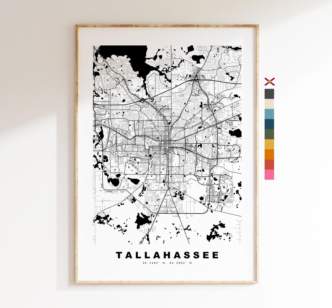 Tallahassee Map Print - City Map Poster - Map Art - USA City Maps ...