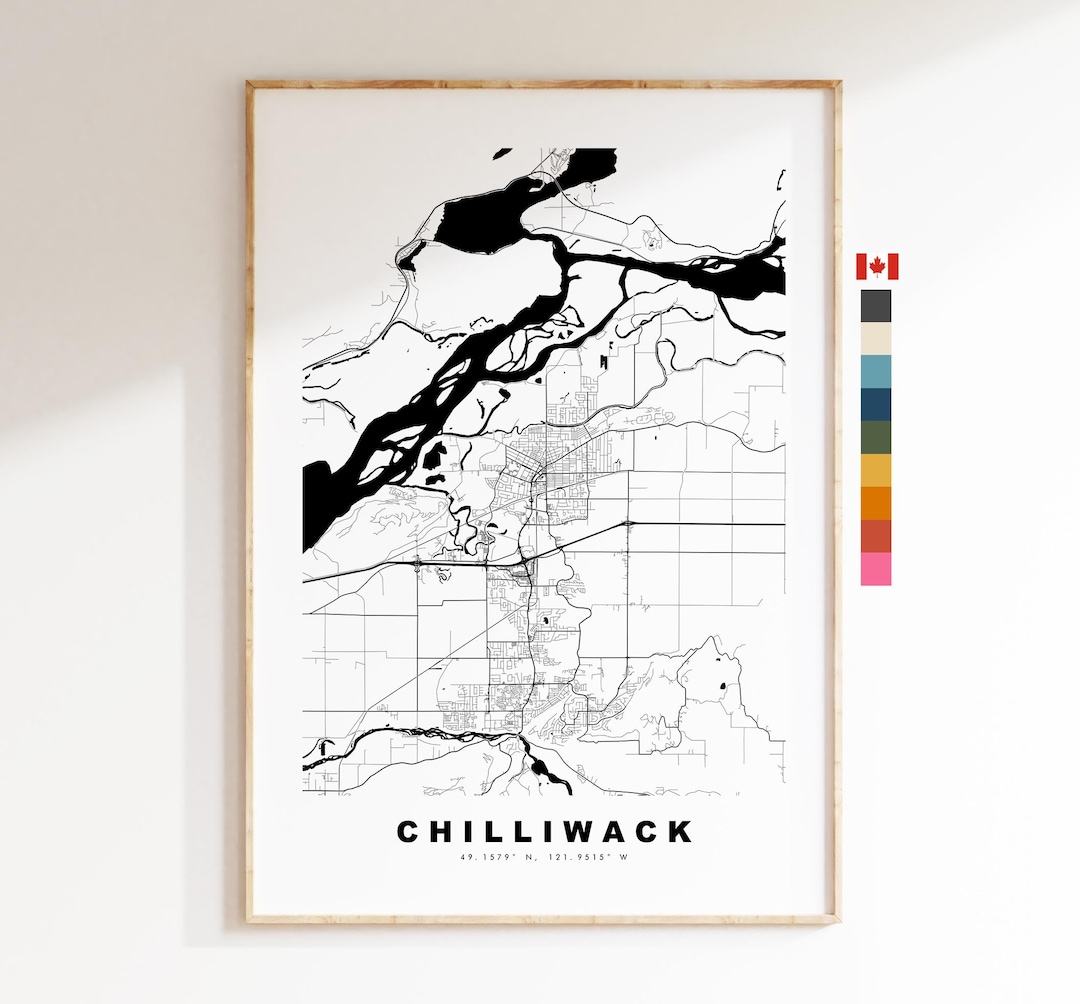 Chilliwack Map Print - City Map Poster - Map Art - Map Wall Art ...