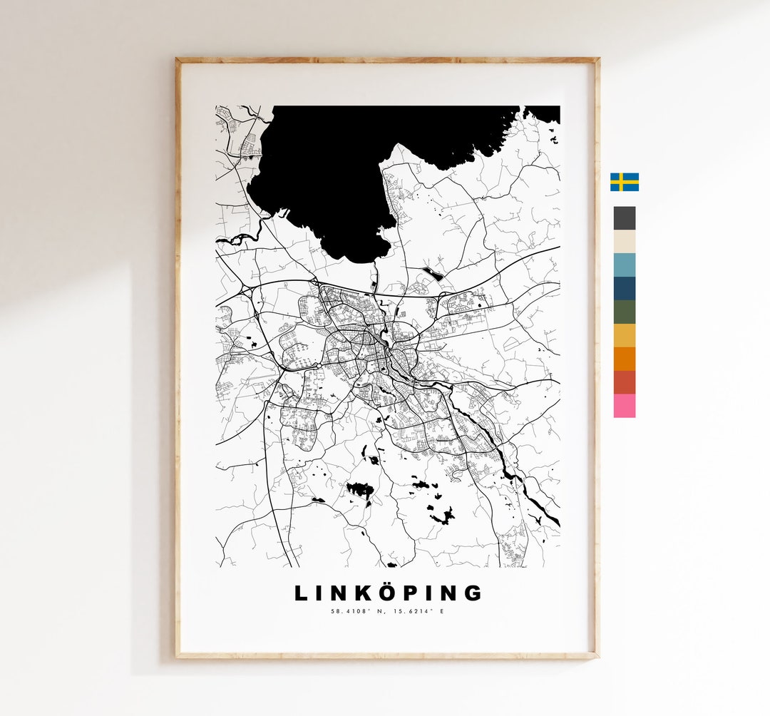 Linkoping Map Print - City Map Poster - Map Wall Art - Sweden City Maps ...