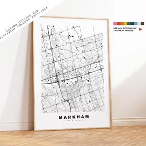 Markham Map Print - City Map Poster - Map Art - Map Wall Art - Canada ...