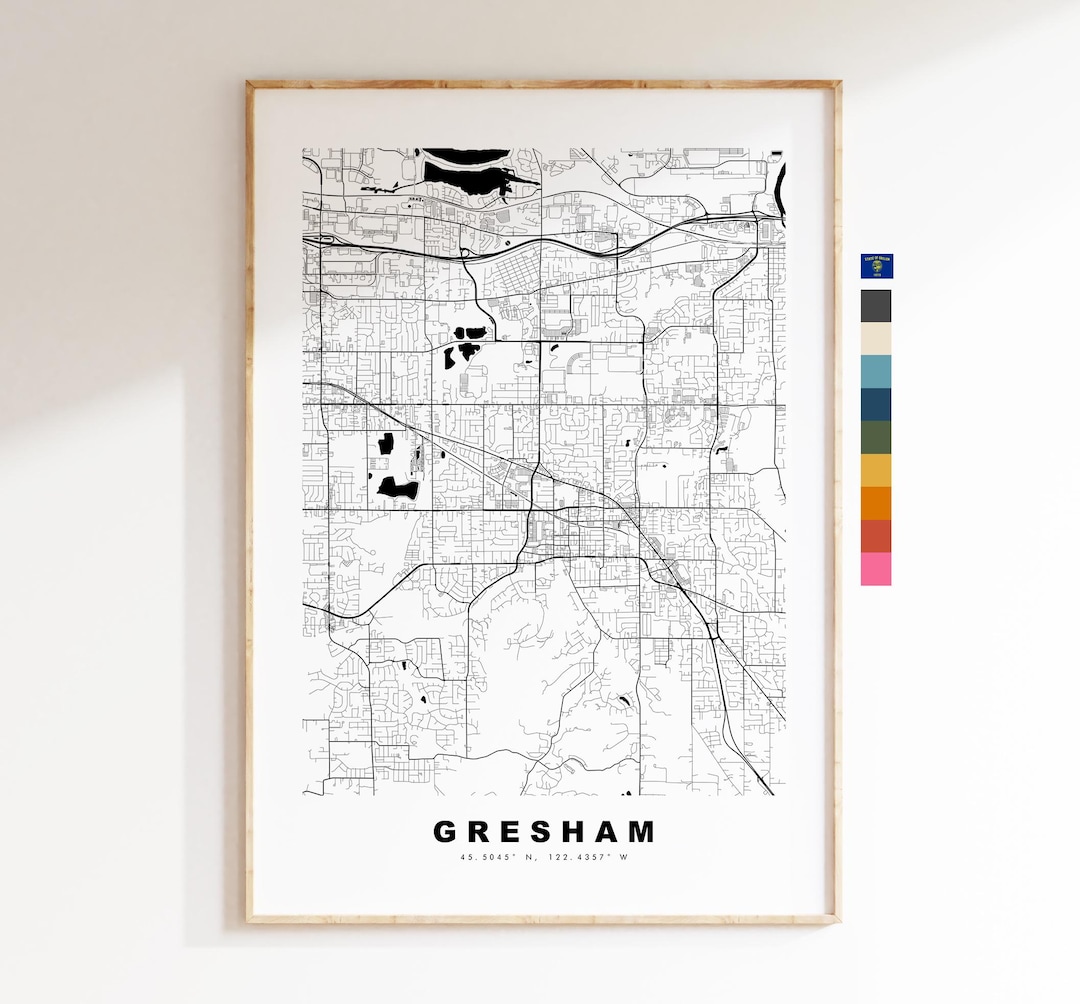 Gresham Map Print - City Map Poster - Map Art - USA City Maps - Gresham ...