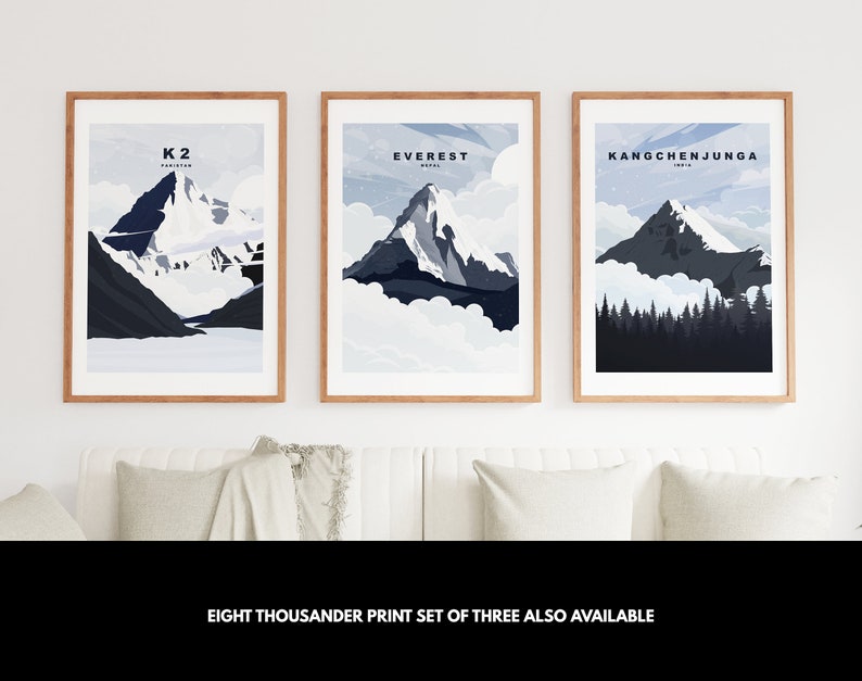 K2 Travel Poster - Karakoram Mountains Print - Abstract Travel Poster ...