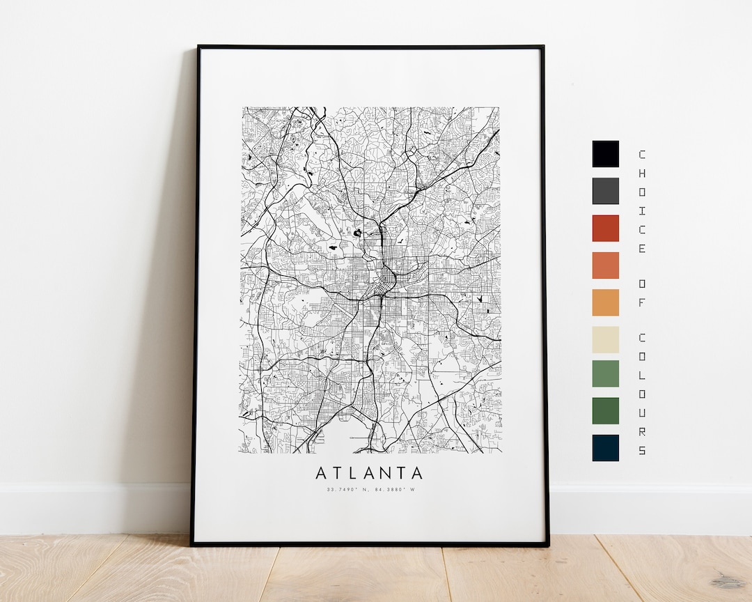 Atlanta Map Print City Map Poster Map Art Map Wall Art USA City Map ...