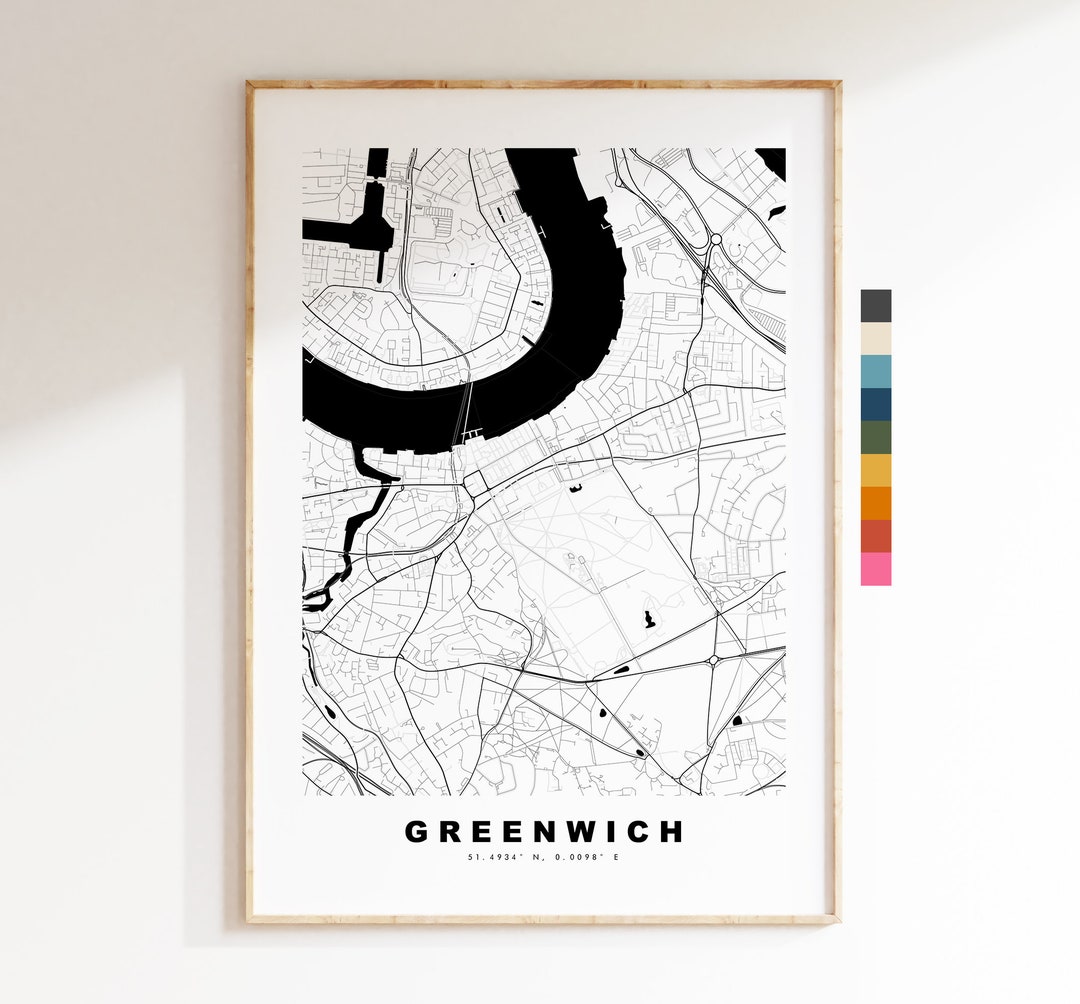 Greenwich Map Print - Minimalist City Map Poster - Map Art - London, UK ...