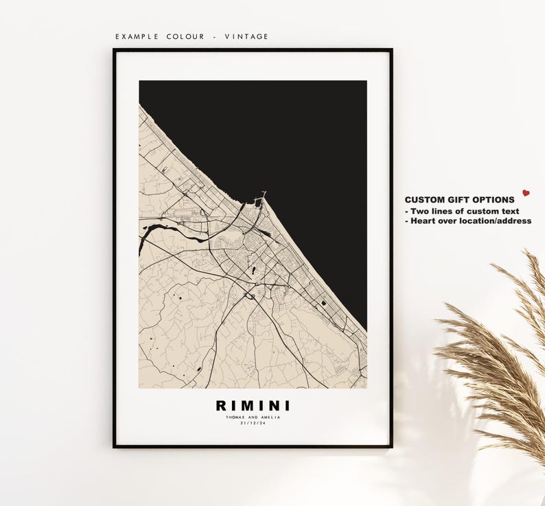 Rimini Map Print - City Map Poster - Map Art - Map Wall Art - Italy ...