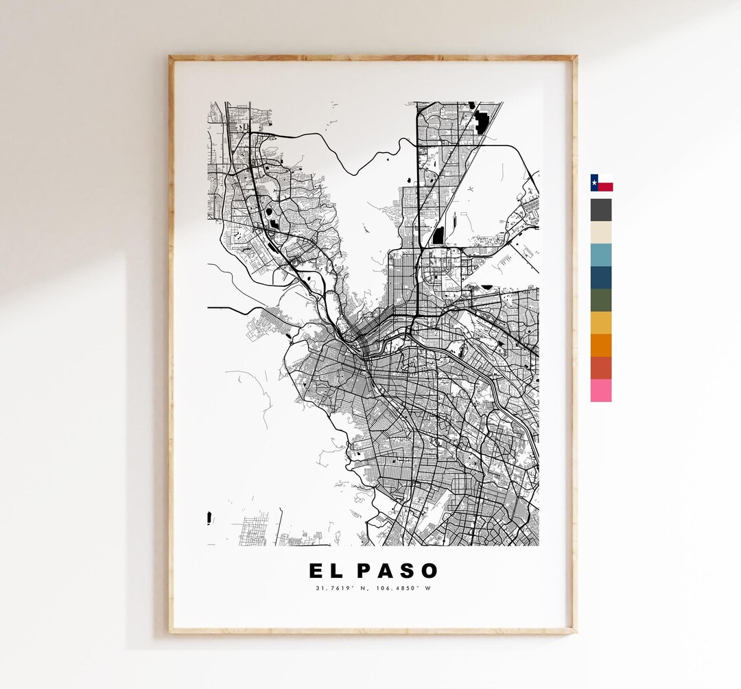 El Paso Map Print - City Map Poster - Map Art - USA City Maps - El Paso ...
