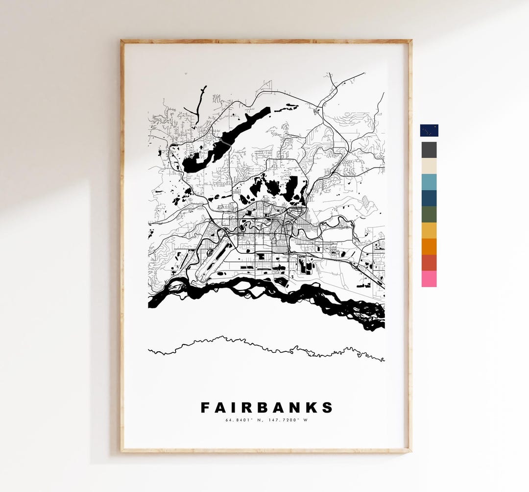 Fairbanks Map Print - City Map Poster - Map Art - USA City Maps ...