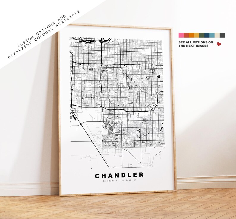 Chandler Map Print - City Map Poster - Map Art - USA City Maps ...