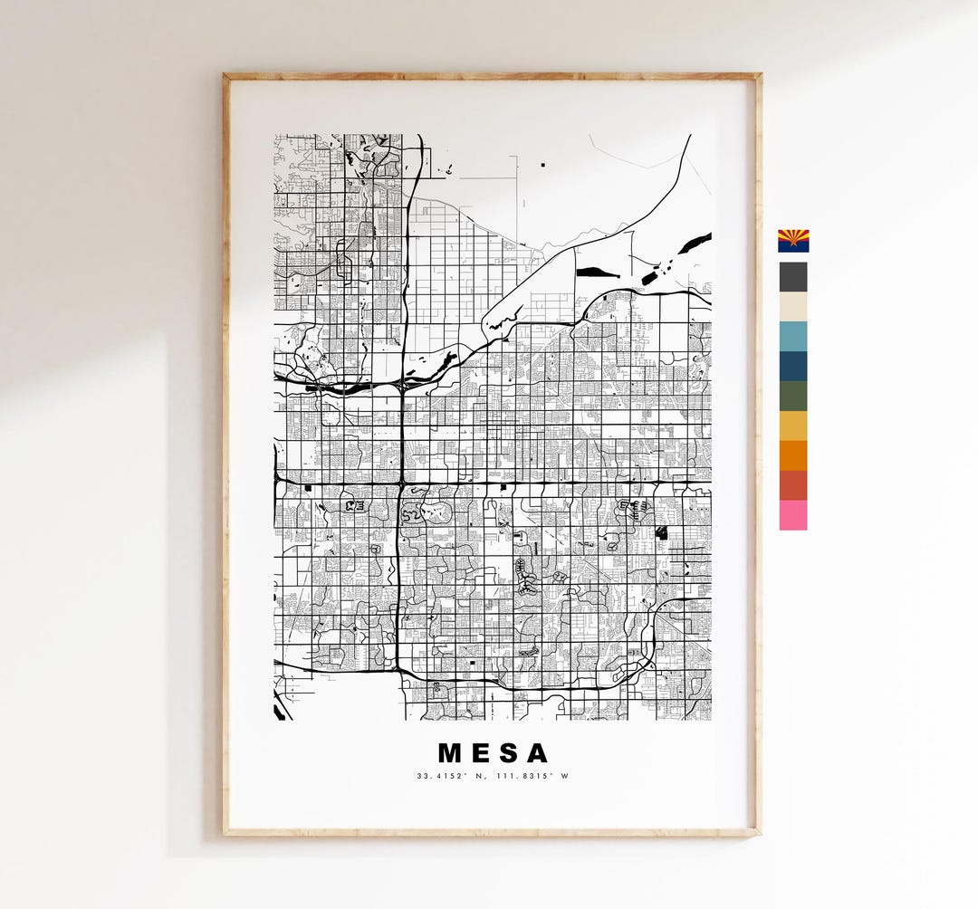 Mesa Map Print - City Map Poster - Map Art - USA City Maps - Mesa Print ...