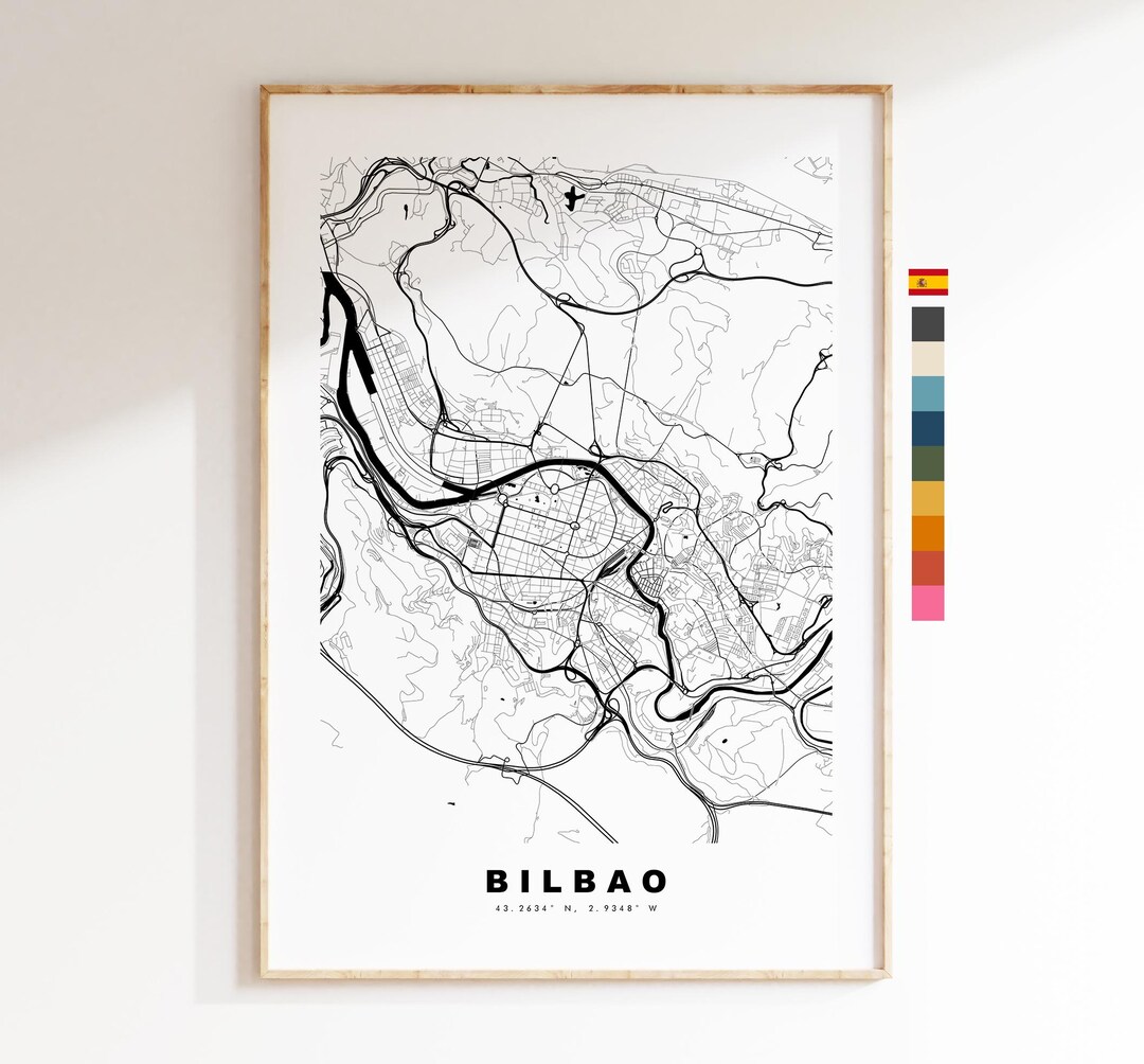 Bilbao Map Print - City Map Poster - Map Art - Map Wall Art - Spain ...