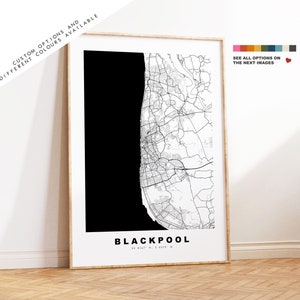 Blackpool Map Print - Minimalist City Map Poster - Map Wall Art - UK ...