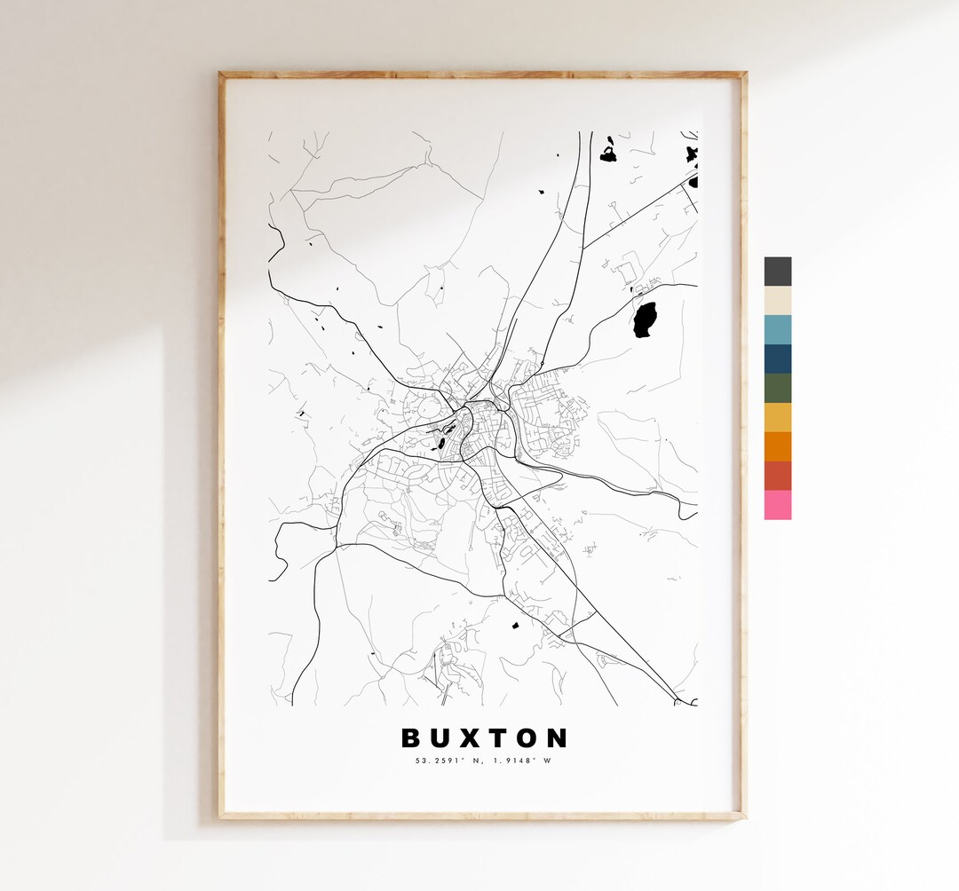 Buxton Map Print - Minimalist City Map Poster - Map Wall Art - UK ...