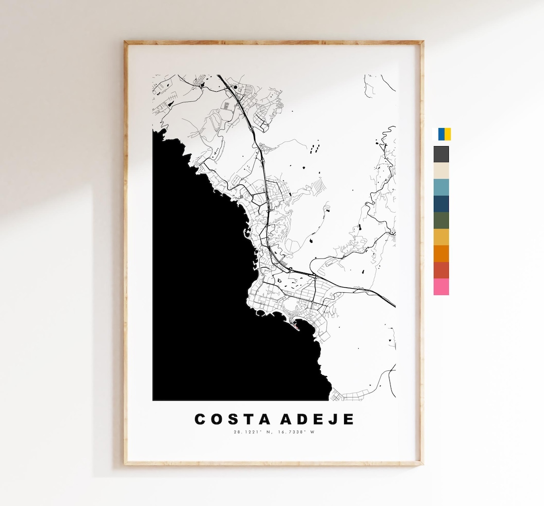Costa Adeje Map Print - City Map Poster - Tenerife - Map Wall Art ...