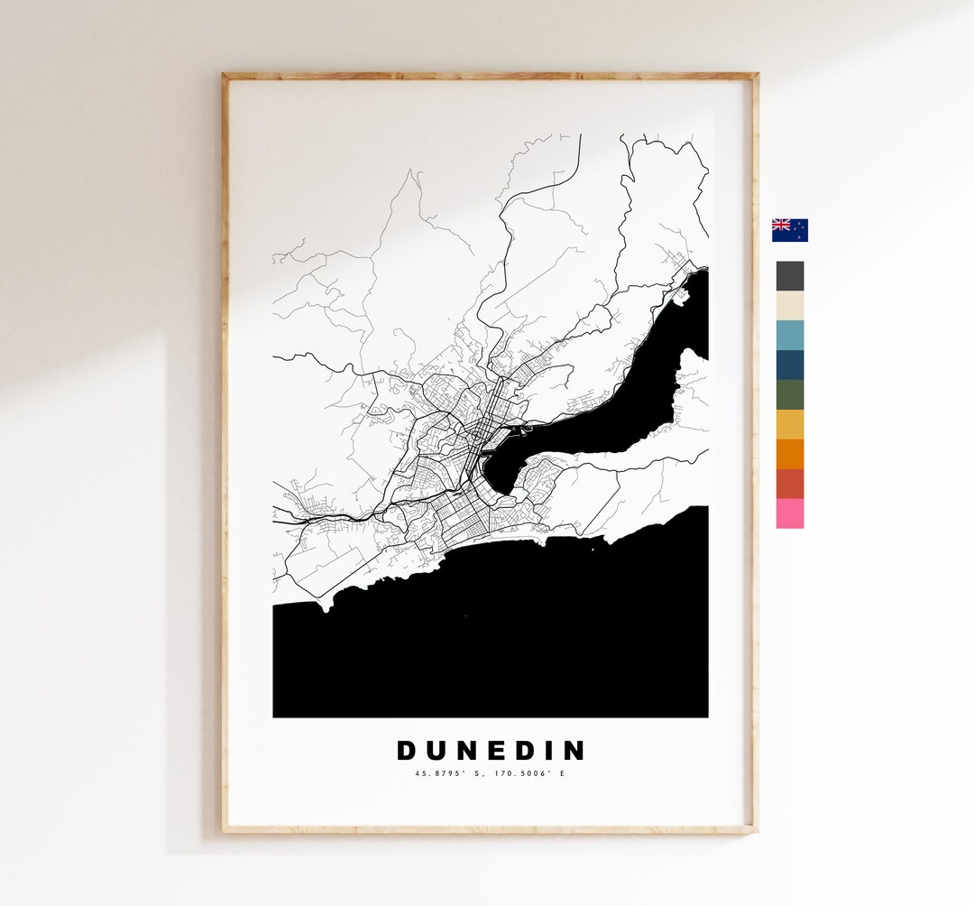 Dunedin Map Print - City Map Poster - Map Wall Art - New Zealand City ...