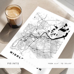 Middlesbrough Map Print - Minimalist City Map Poster - Map - UK ...