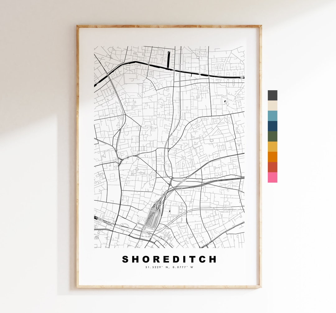Shoreditch Map Print - Minimalist City Map Poster - Map Art - London ...