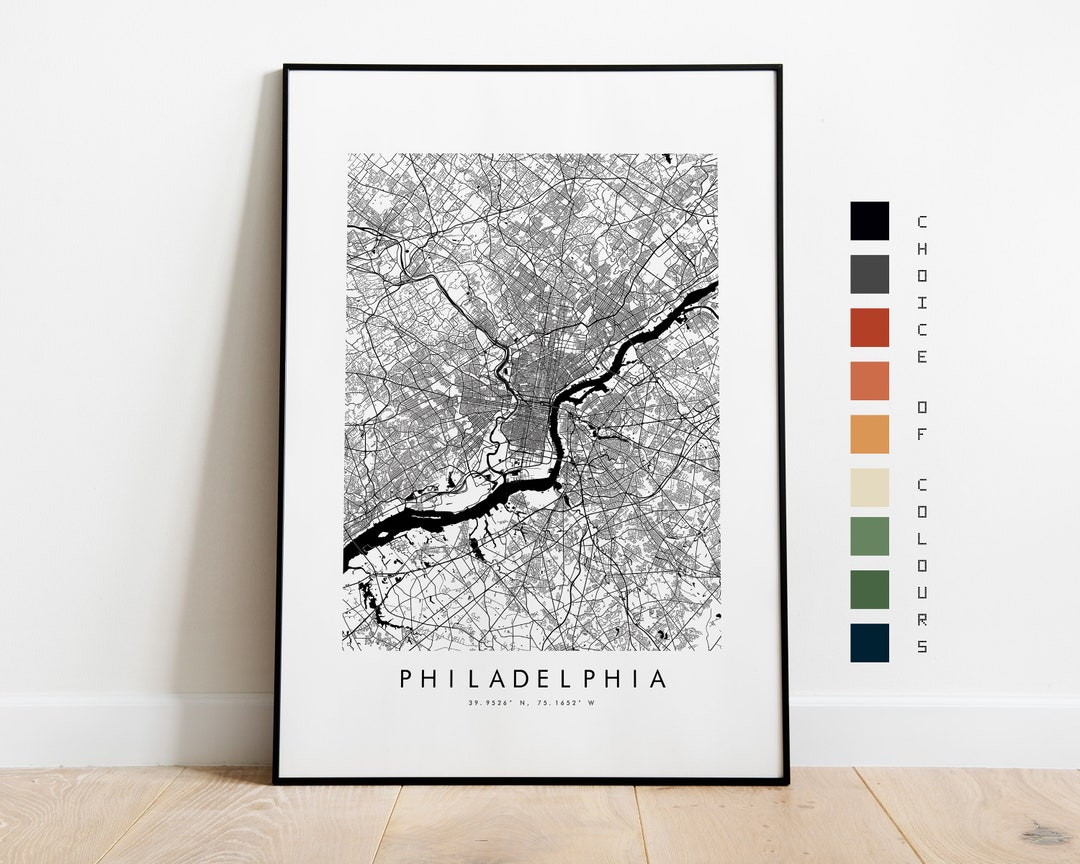 Philadelphia Map Print City Map Poster Map Art Map Wall Art USA City ...