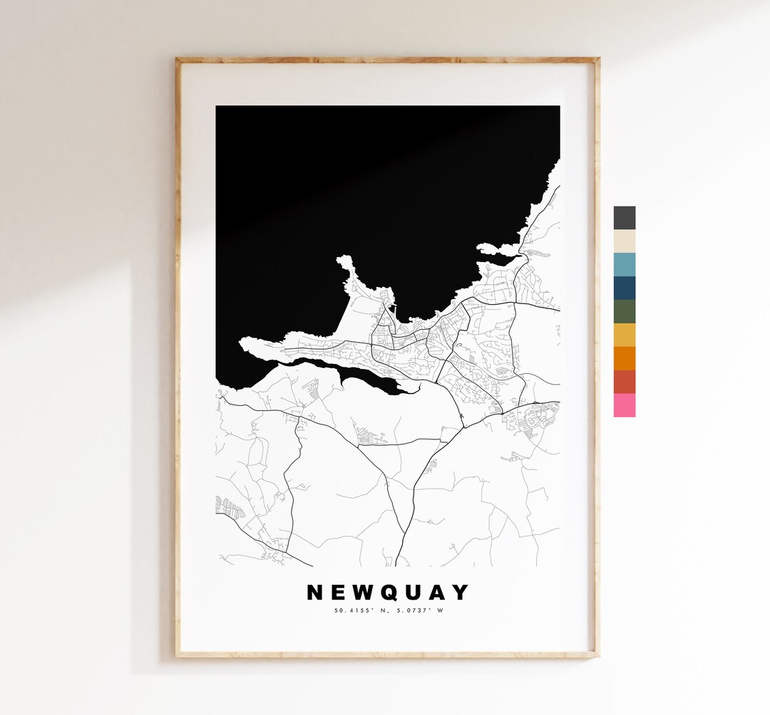 Newquay Map Print - Minimalist City Map Poster - Map Wall Art - UK ...