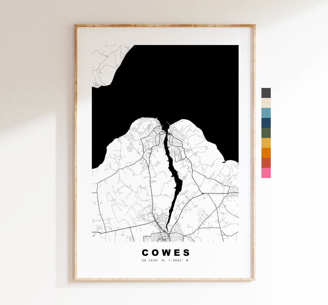 Cowes Map Print - Minimalist City Map Poster - Map Wall Art - UK ...