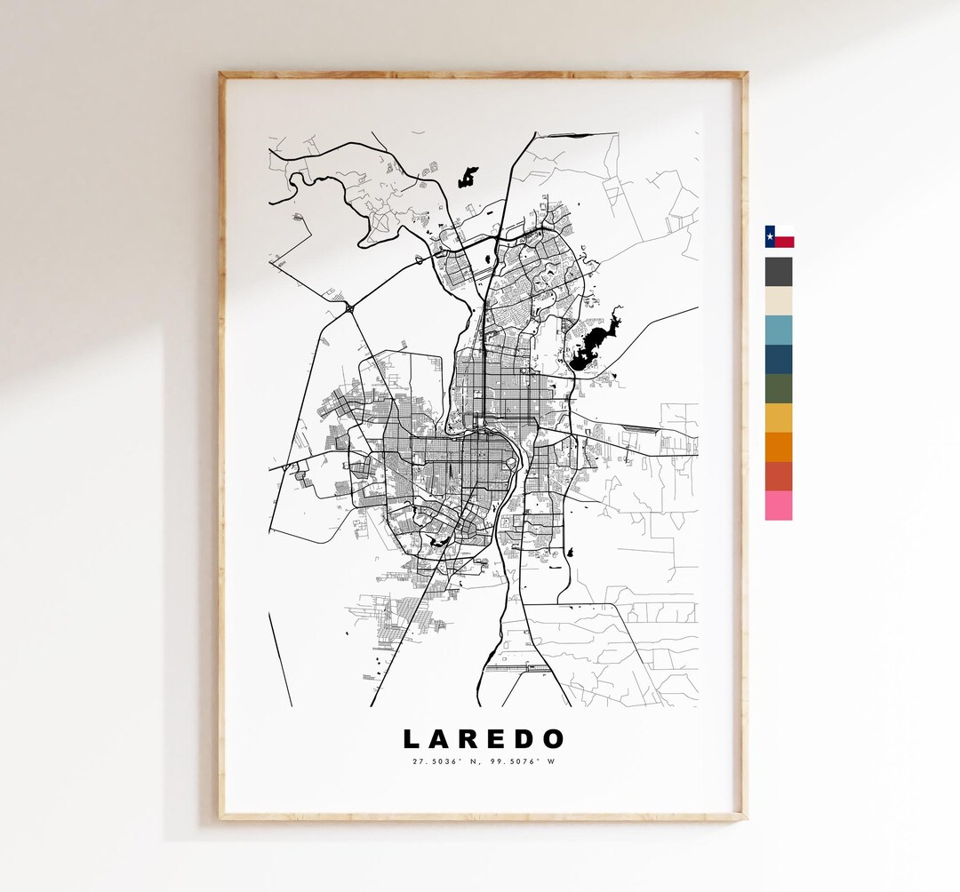 Laredo Map Print - City Map Poster - Map Art - USA City Maps - Laredo ...