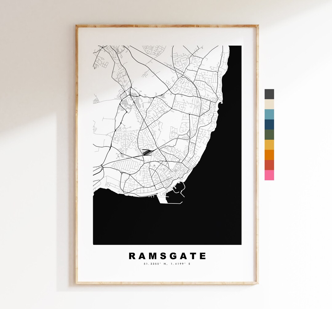 Ramsgate Map Print - Minimalist City Map Poster - Map Art - UK ...