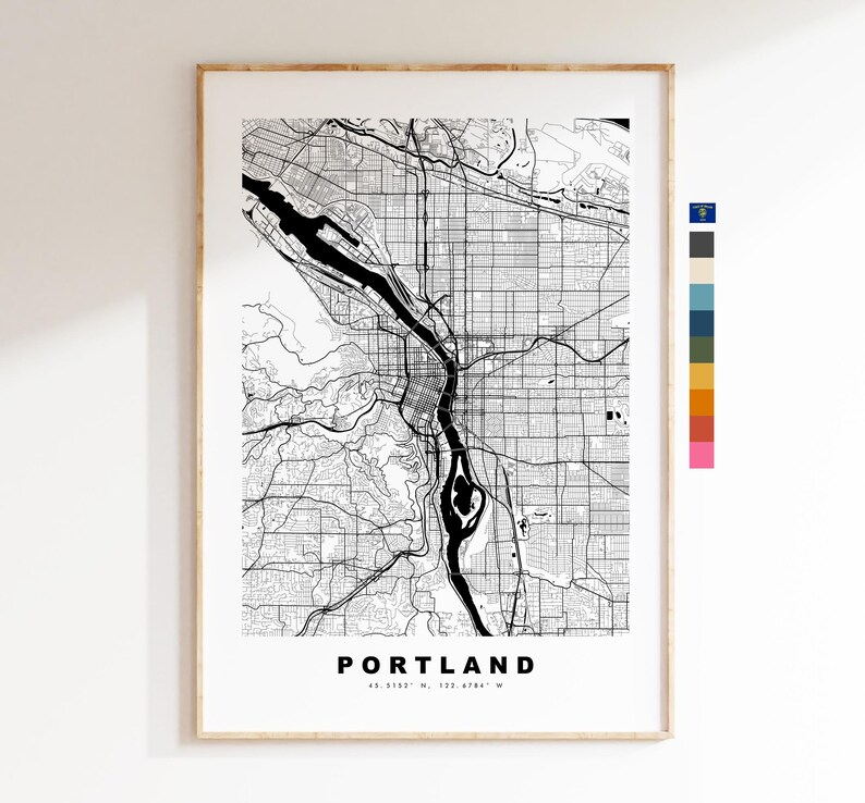 Portland Map Print - City Map Poster - Map Art - USA City Maps ...