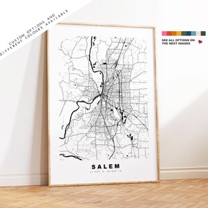Salem Map Print - City Map Poster - Map Art - USA City Maps - Salem ...
