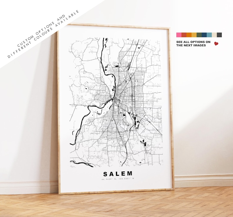 Salem Map Print - City Map Poster - Map Art - USA City Maps - Salem ...