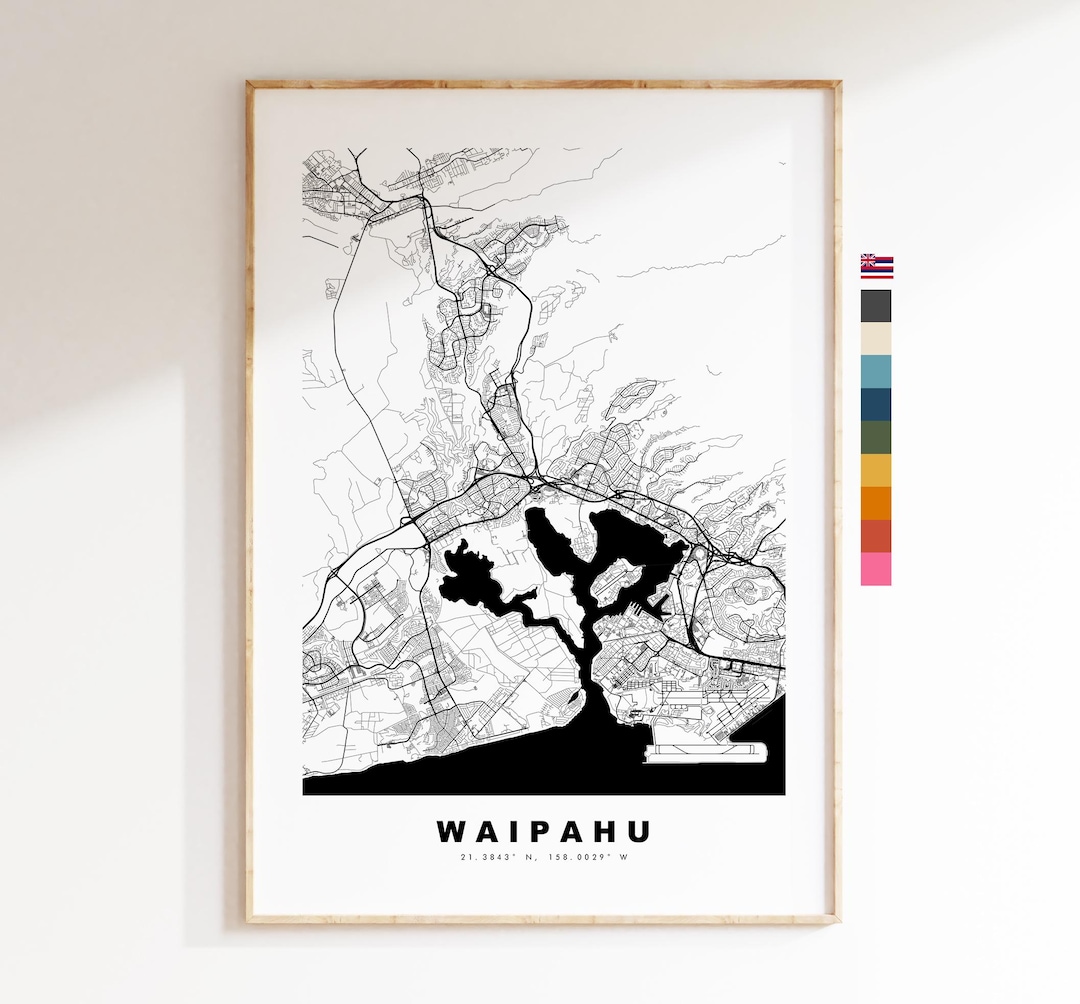 Waipahu Map Print - City Map Poster - Map Art - USA City Maps - Waipahu ...