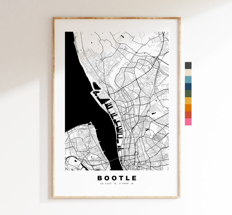 Bootle Map Print - Minimalist City Map Poster - Map Art - UK - Bootle ...