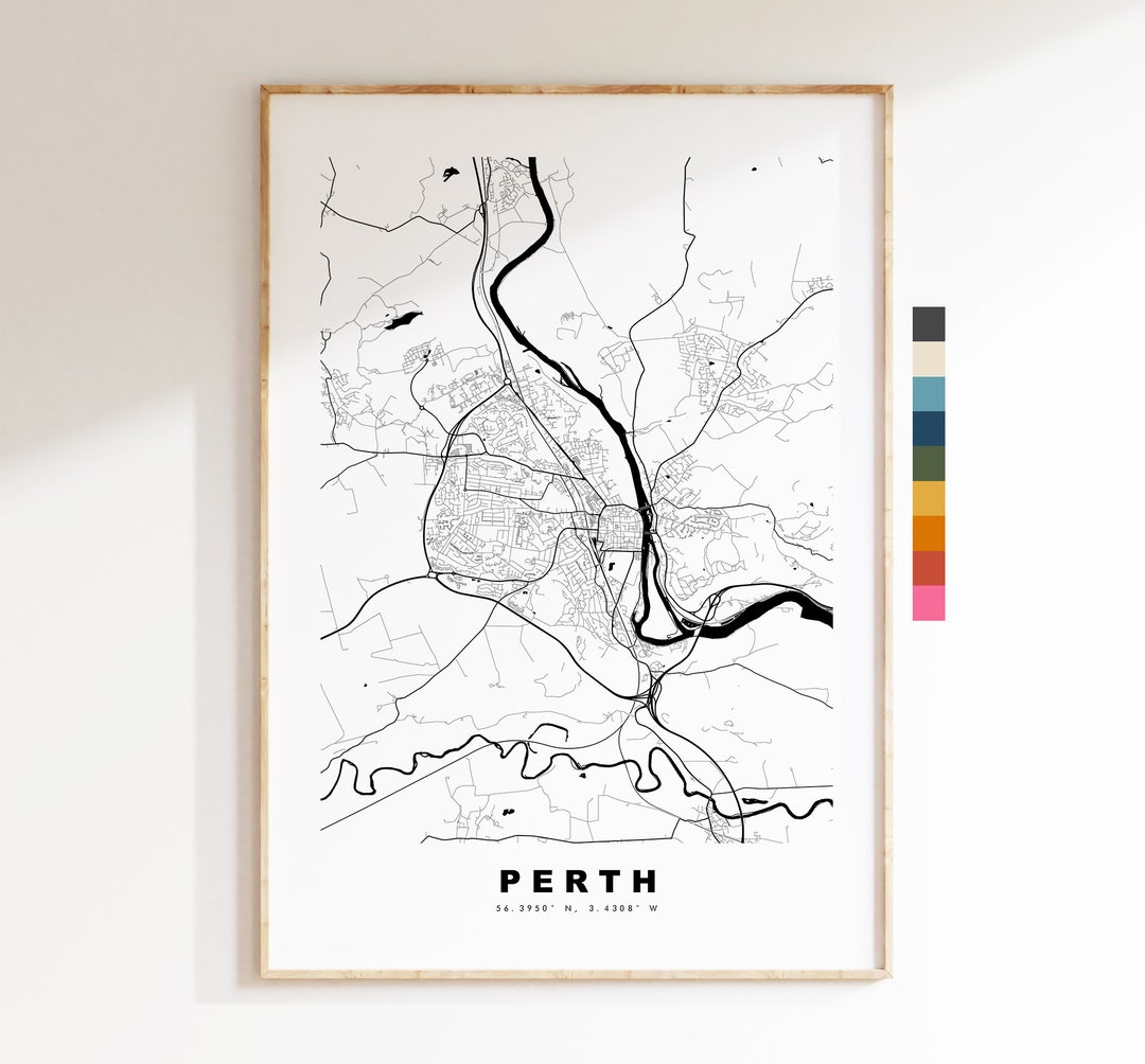 Perth Map Print (scotland) - Minimalist City Map Poster - Map Wall Art ...