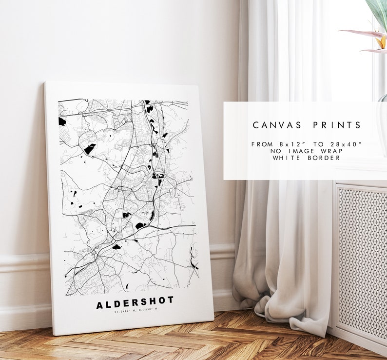 Aldershot Map Print - Minimalist City Map Poster - Map Art - UK ...