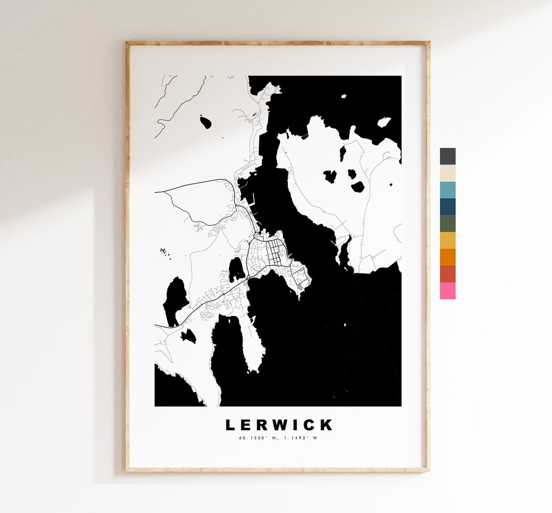 Lerwick Map Print - Minimalist City Map Poster - Map Wall Art ...