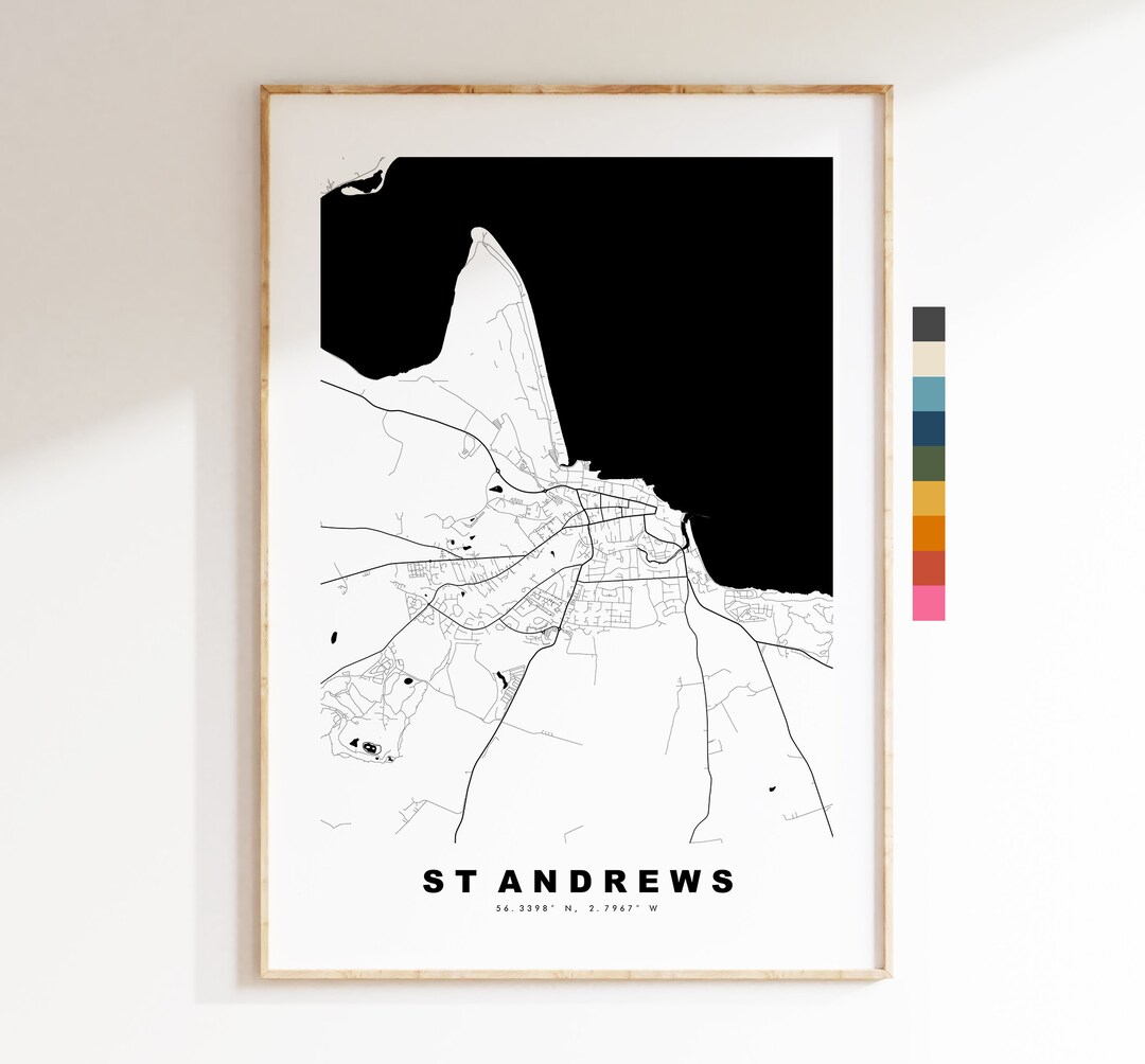 St Andrews Map Print - Minimalist City Map Poster - Map Art - Scotland ...