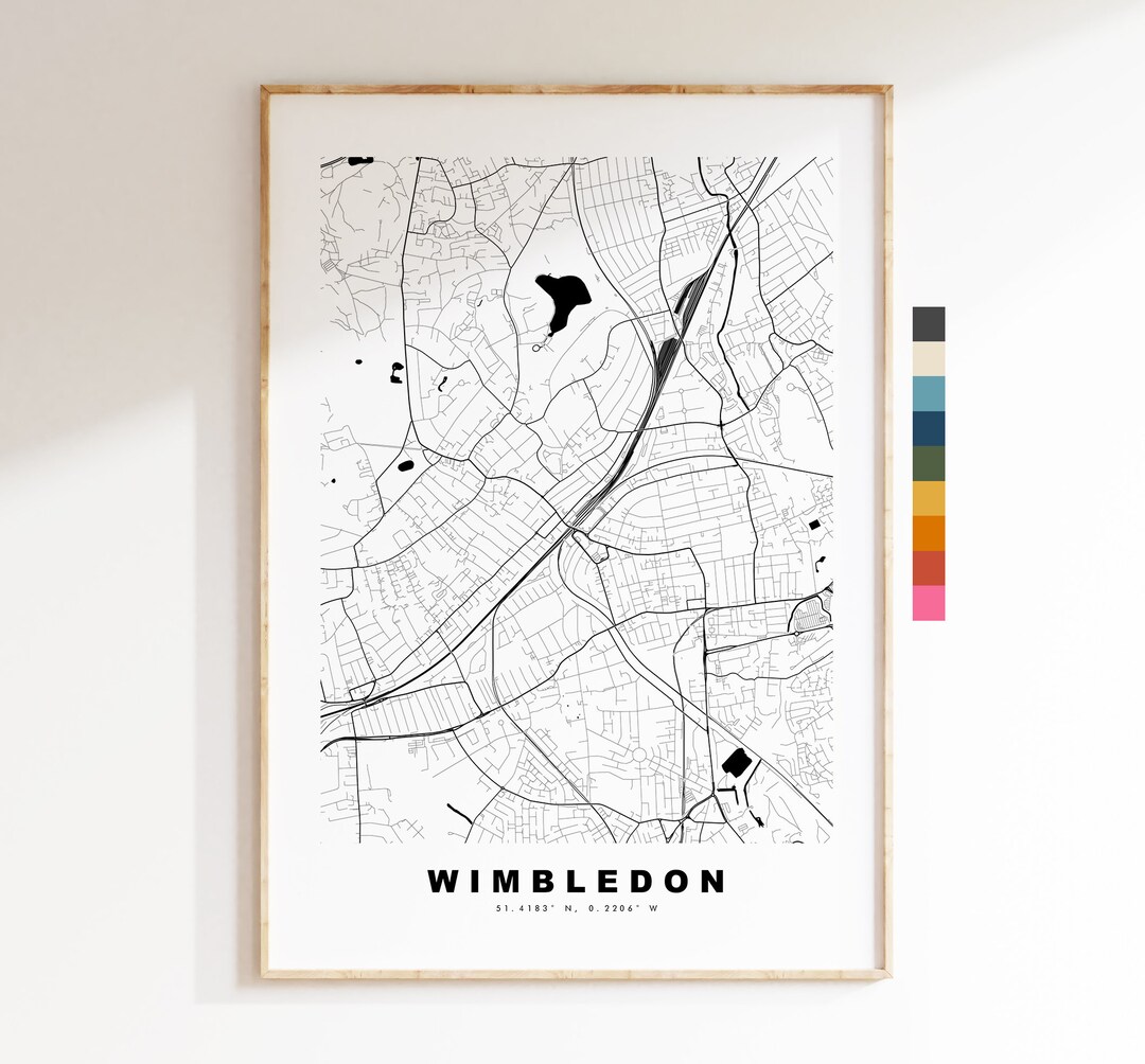 Wimbledon Map Print - Minimalist City Map Poster - Map Art - London, UK ...