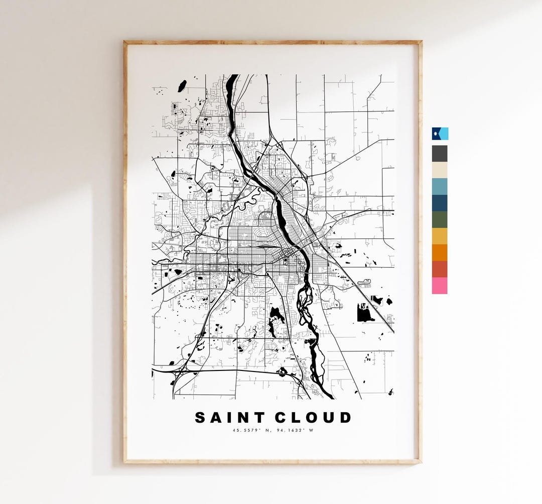 St Cloud Map Print - City Map Poster - Map Art - USA City Maps - Saint ...