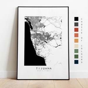 Tijuana Map Print - City Map Poster - Map Art - Map Wall Art - Mexico ...