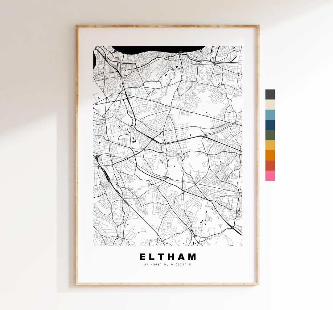 Eltham Map Print - Minimalist City Map Poster - Map Art - UK - Eltham ...