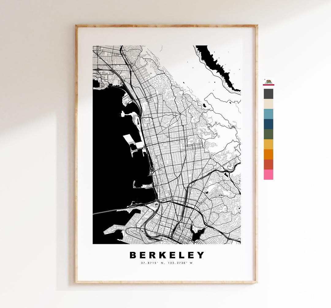 Berkeley Map Print - City Map Poster - Map Art - USA City Maps ...